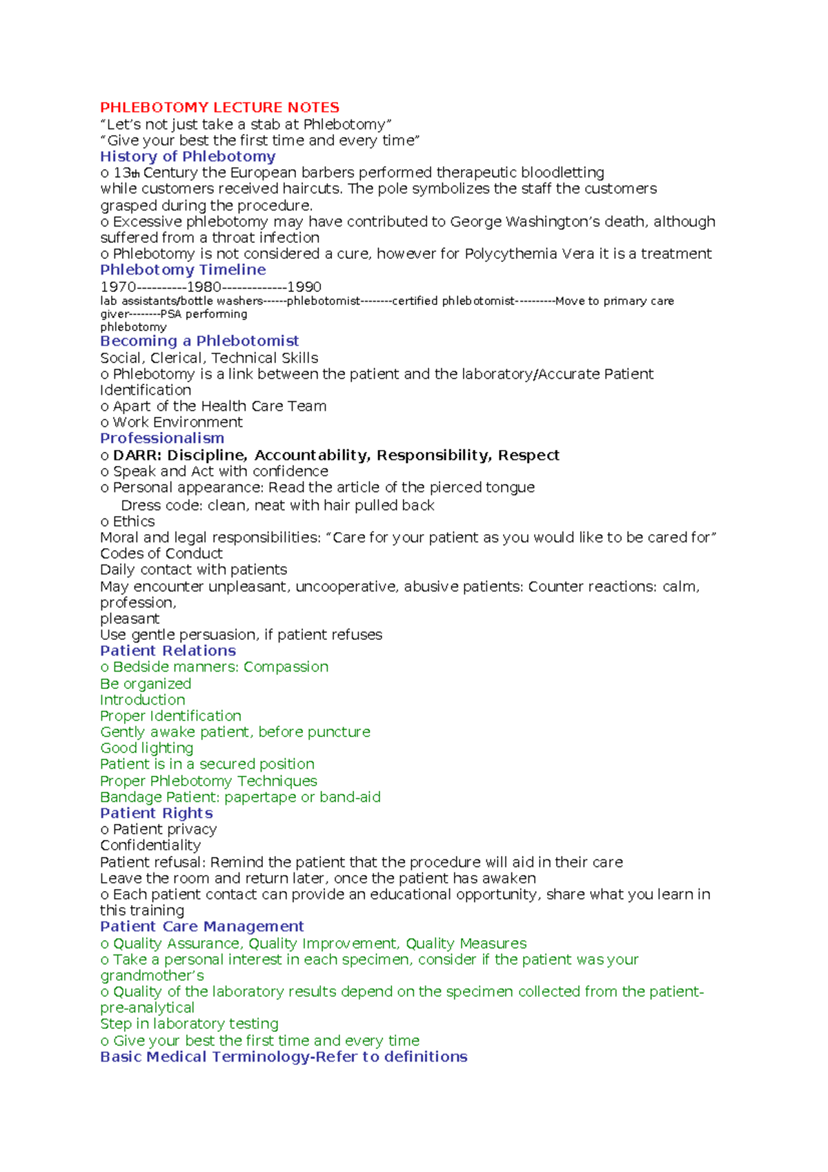 138572308 73287010 Phlebotomy Lecture Notes - PHLEBOTOMY LECTURE NOTES ...
