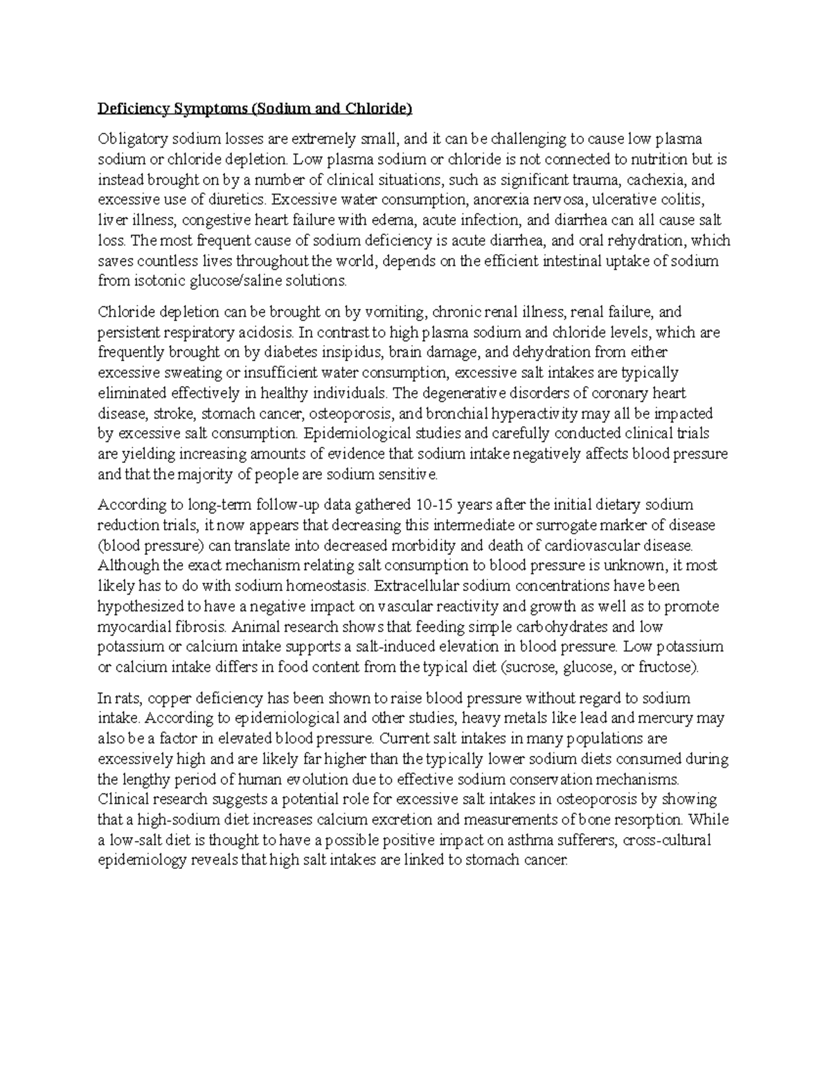 Deficiency Symptoms (Sodium and Chloride) - Deficiency Symptoms (Sodium ...