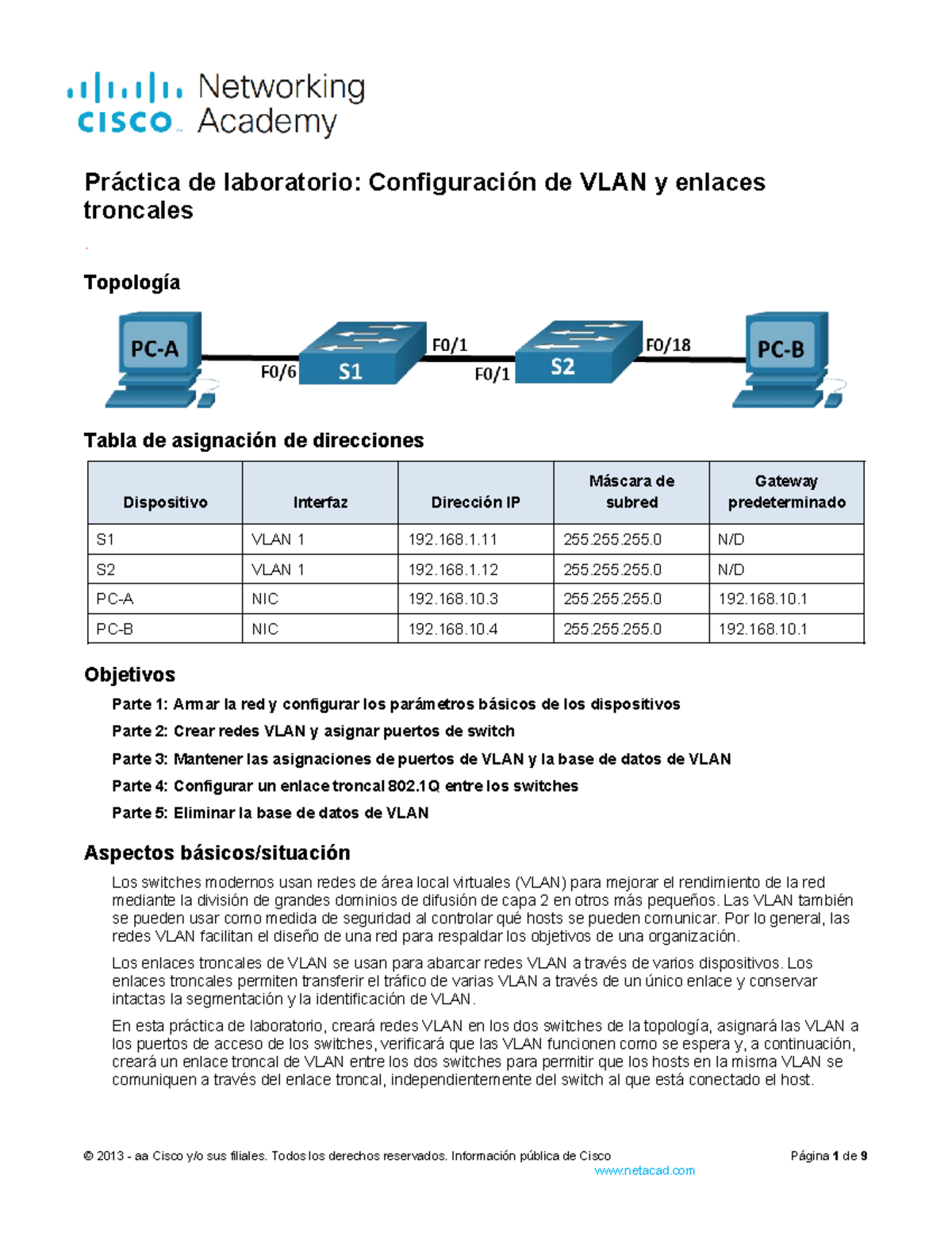 Pt1 Configure VLANs and Trunking - Práctica de laboratorio ...