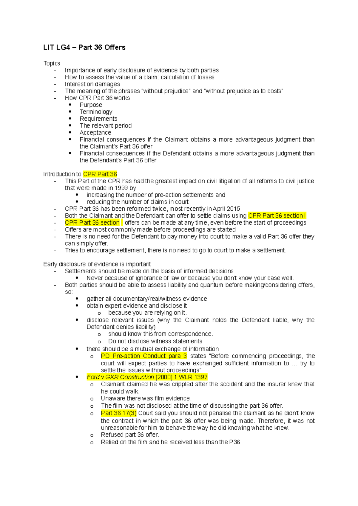 LIT LG4 – Part 36 Offers - LIT LG4 – Part 36 Offers Topics - Importance ...