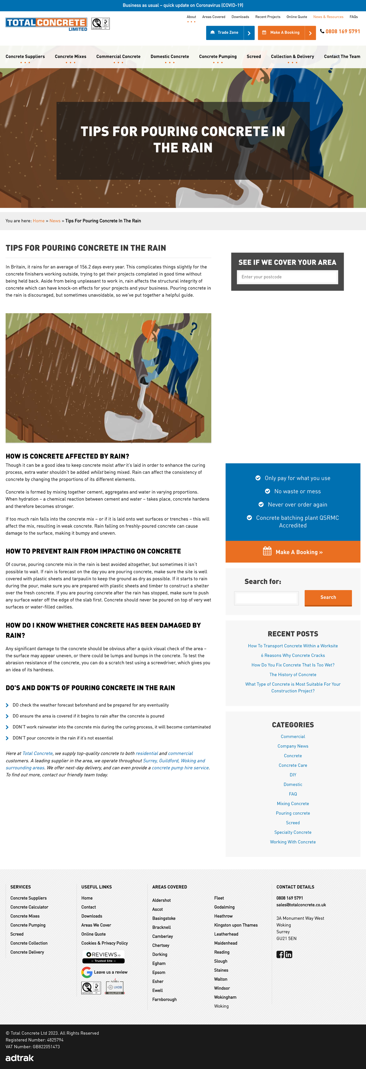 Tips For Pouring Concrete In The Rain Total Concrete - You are here ...