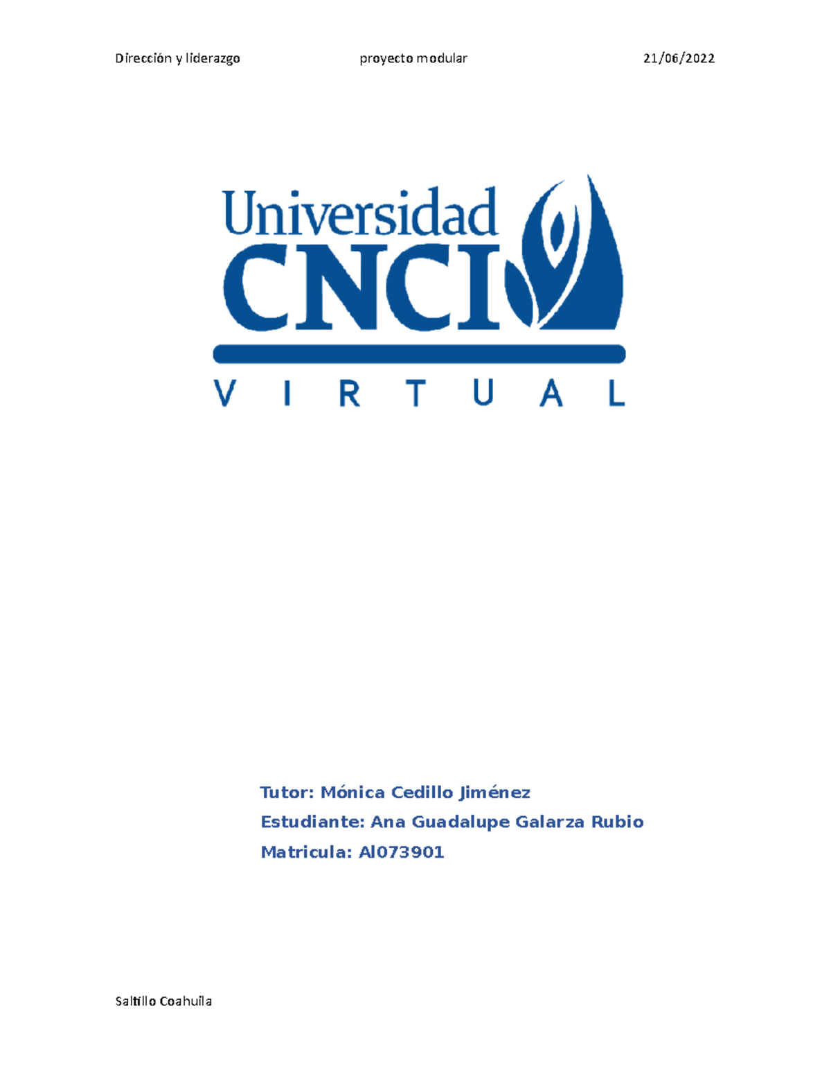 Proymodulardireccionyliderazgo 210622 - Tutor: Mónica Cedillo Jiménez ...