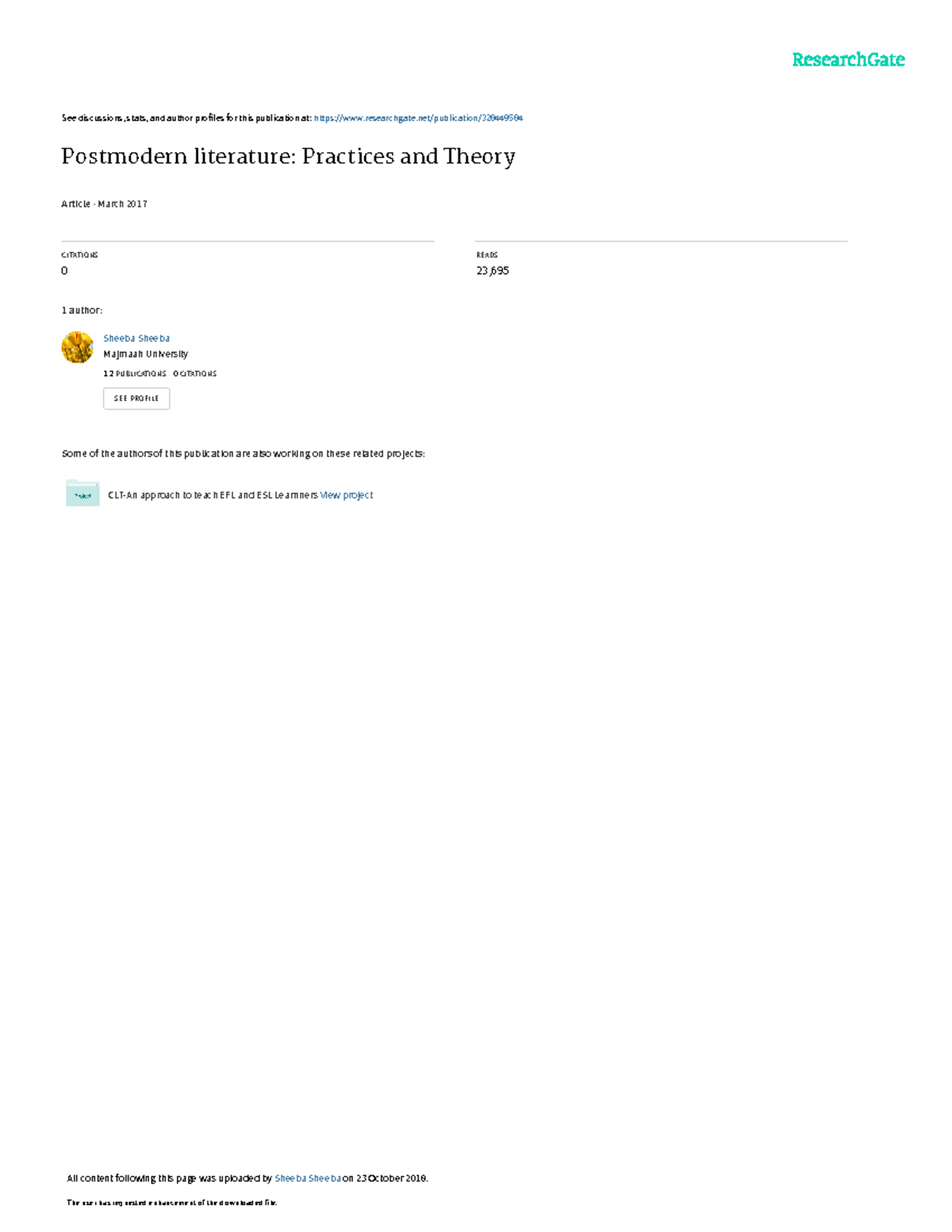 An organized and short discussion about Postmodernism - See discussions ...