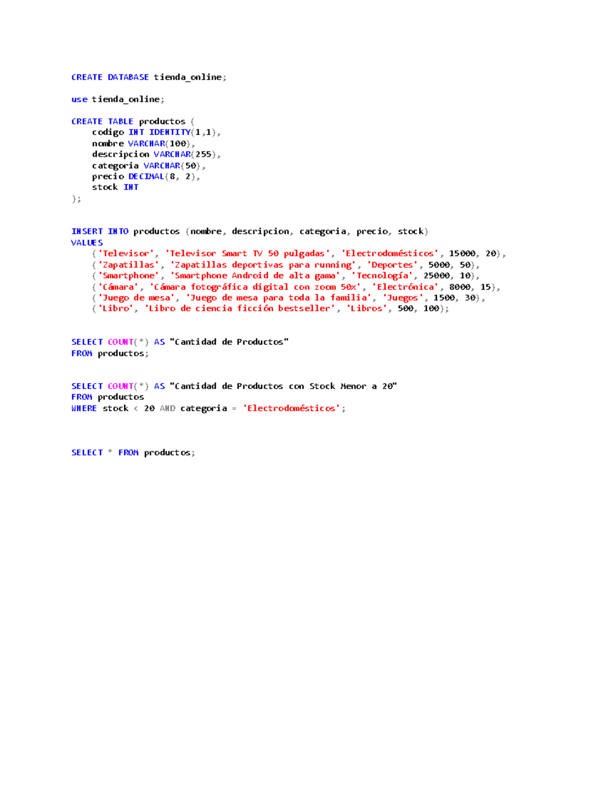 Asignacion 2-2 - tarea - CREATE DATABASE tienda_online; use tienda_online; CREATE TABLE ...