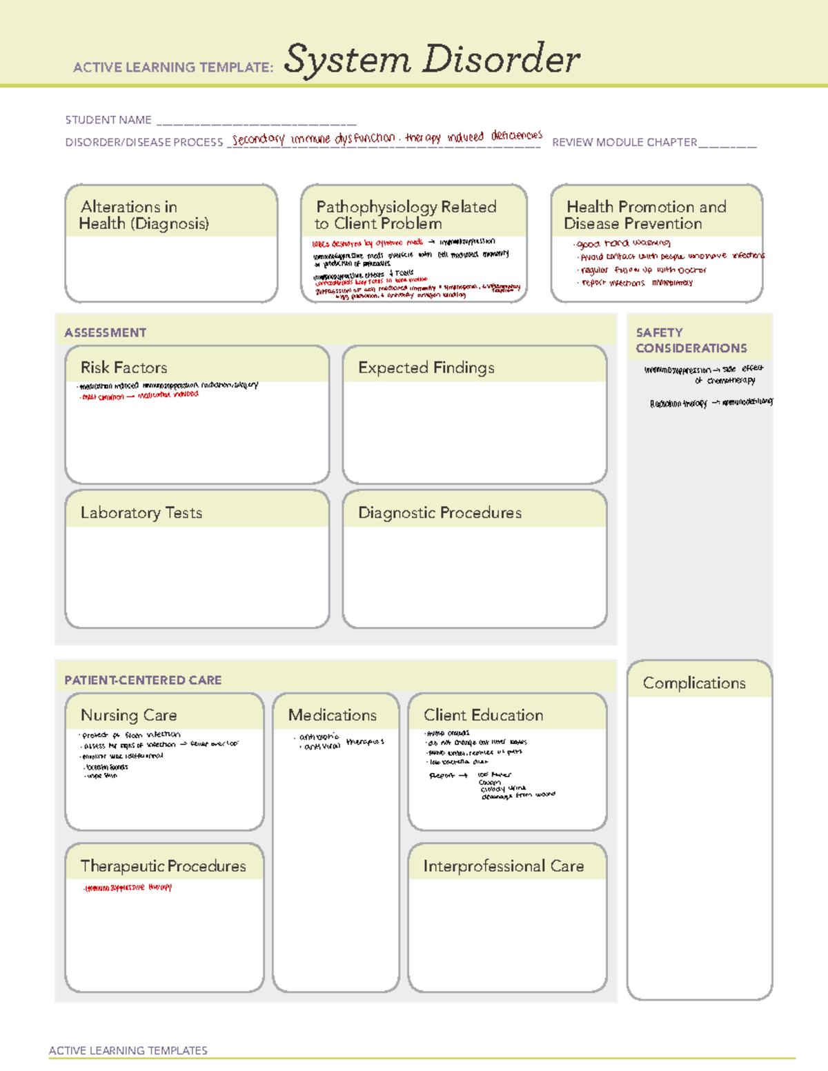 Therapy induced ch 19 - Ch 19 system disorder summary - ACTIVE LEARNING ...