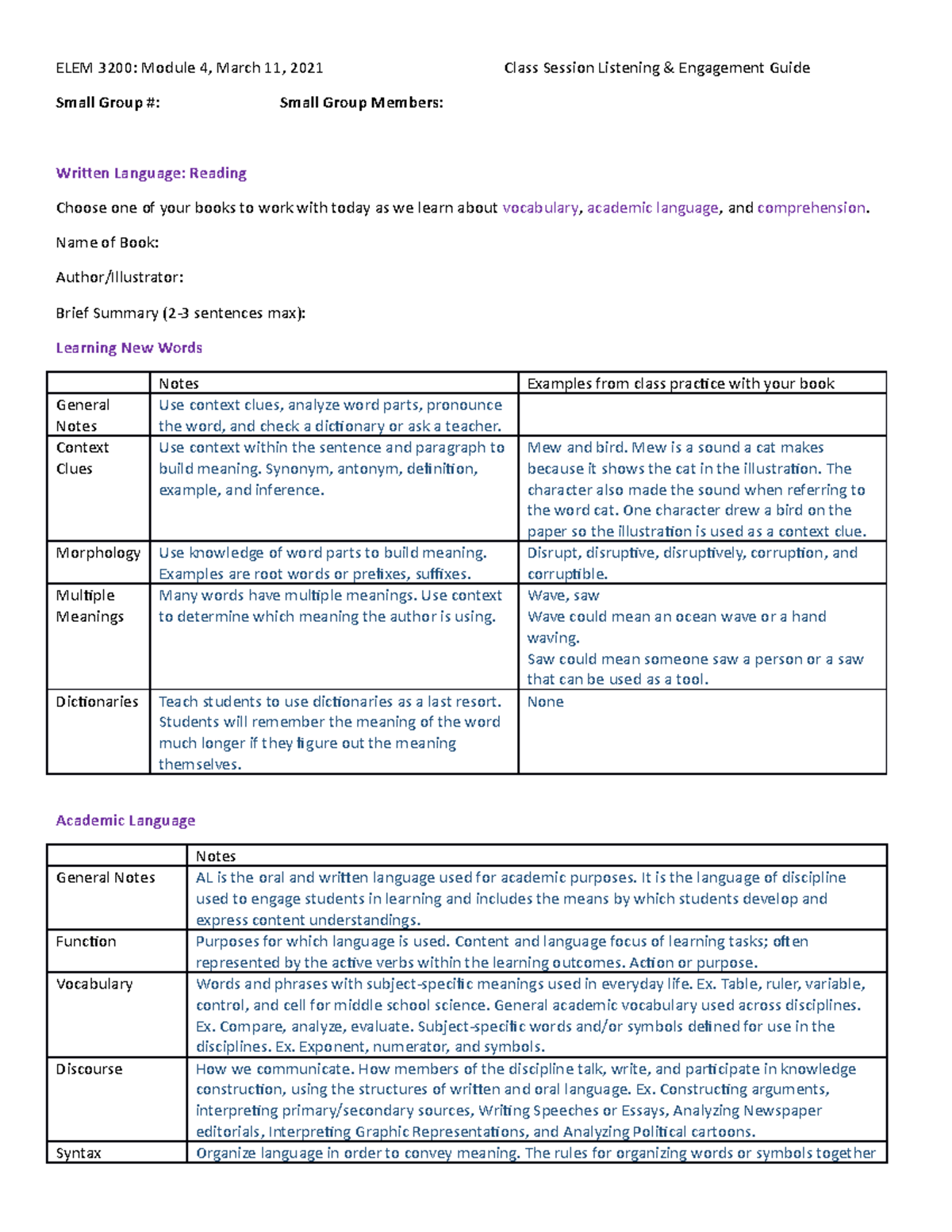 -ELEM 3200 M4 Student Engagement Guide 03 - ELEM 3200: Module 4, March ...
