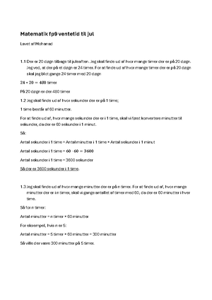 Terminprøve Matematik 2021 - problemregning - 9 FP Matematik Problemregning Indholdsfortegnelse ...