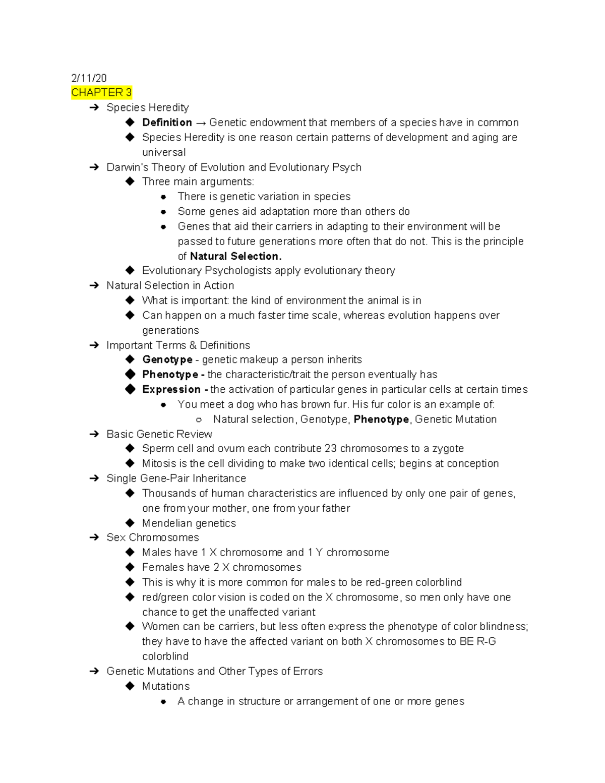 PSY 220 EXAM 1 Notes - Professor Lauren Richmond - 2/11/ CHAPTER 3 ...