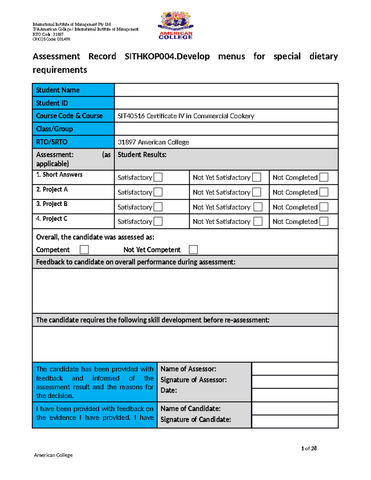Sithkop 004 - notes - T/A American College / International Institute of ...