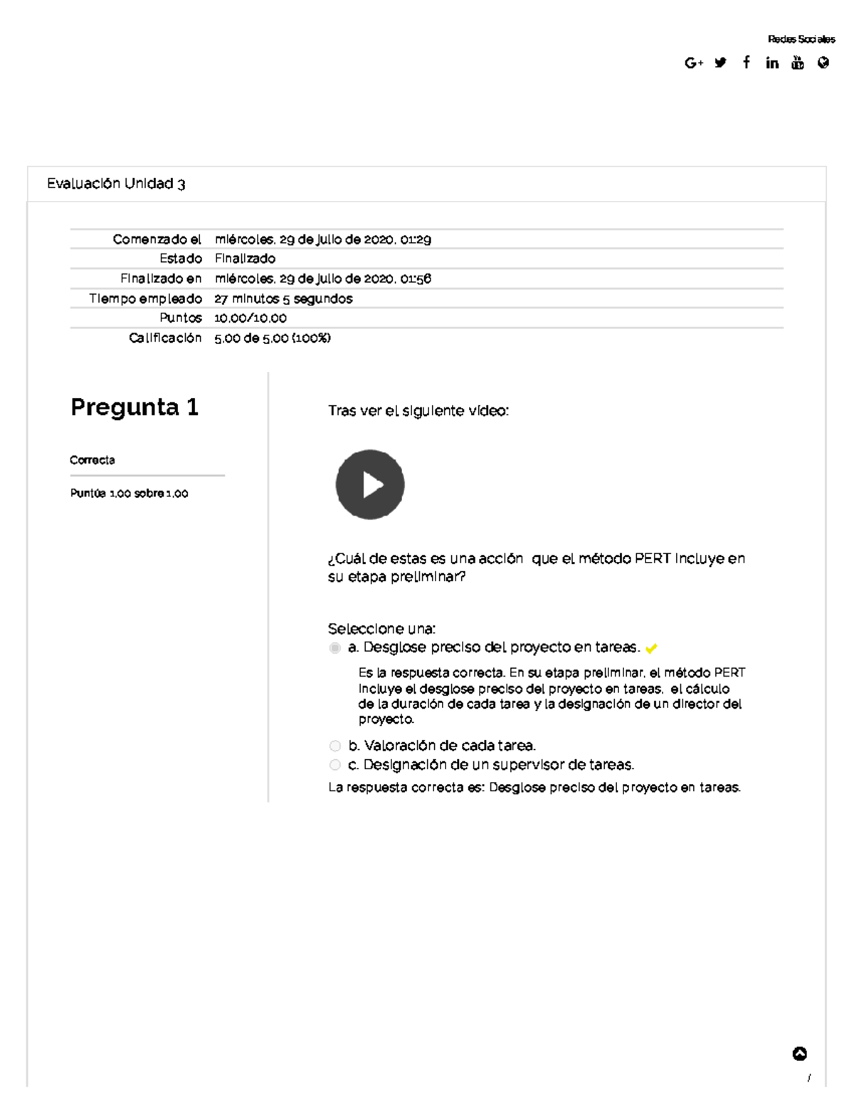 Pdfcoffee - sfddf - Evaluación Unidad 3 Comenzado el miércoles, 29 de ...