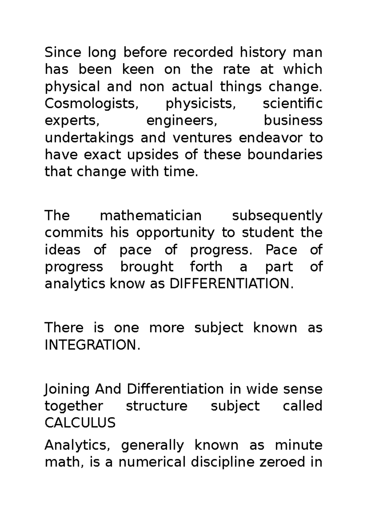 Differentiation and its application - Since long before recorded ...