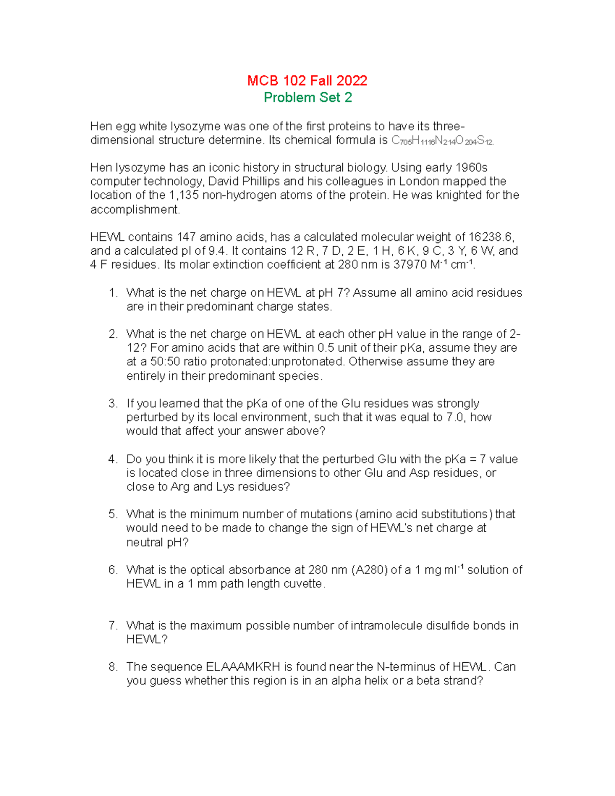 MCB102+F22 - This problem set covers Chapter 2-4 material in the ...