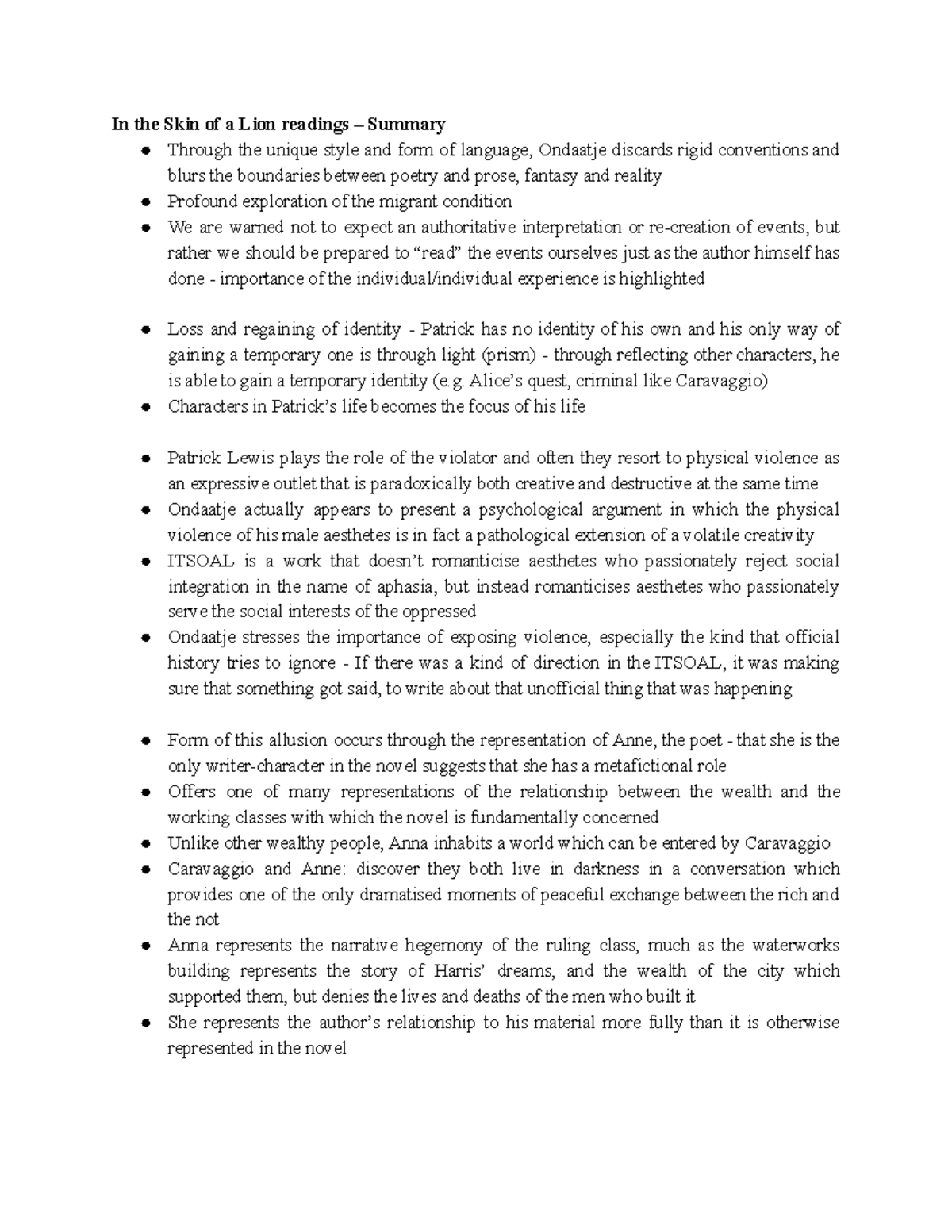 Prelim English: In the Skin of a Lion summary - In the Skin of a Lion ...