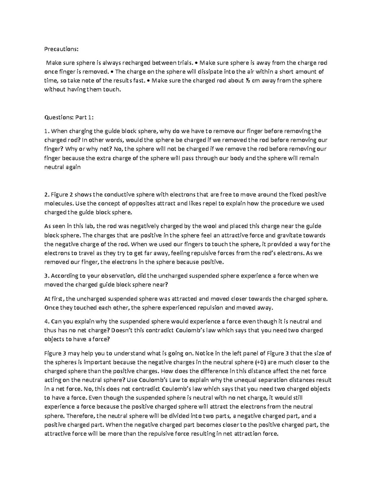 Lab 1 page 2 - GENERAL PHYSICS 2 LAB REPORT PAGE 2 - Precautions: Make ...