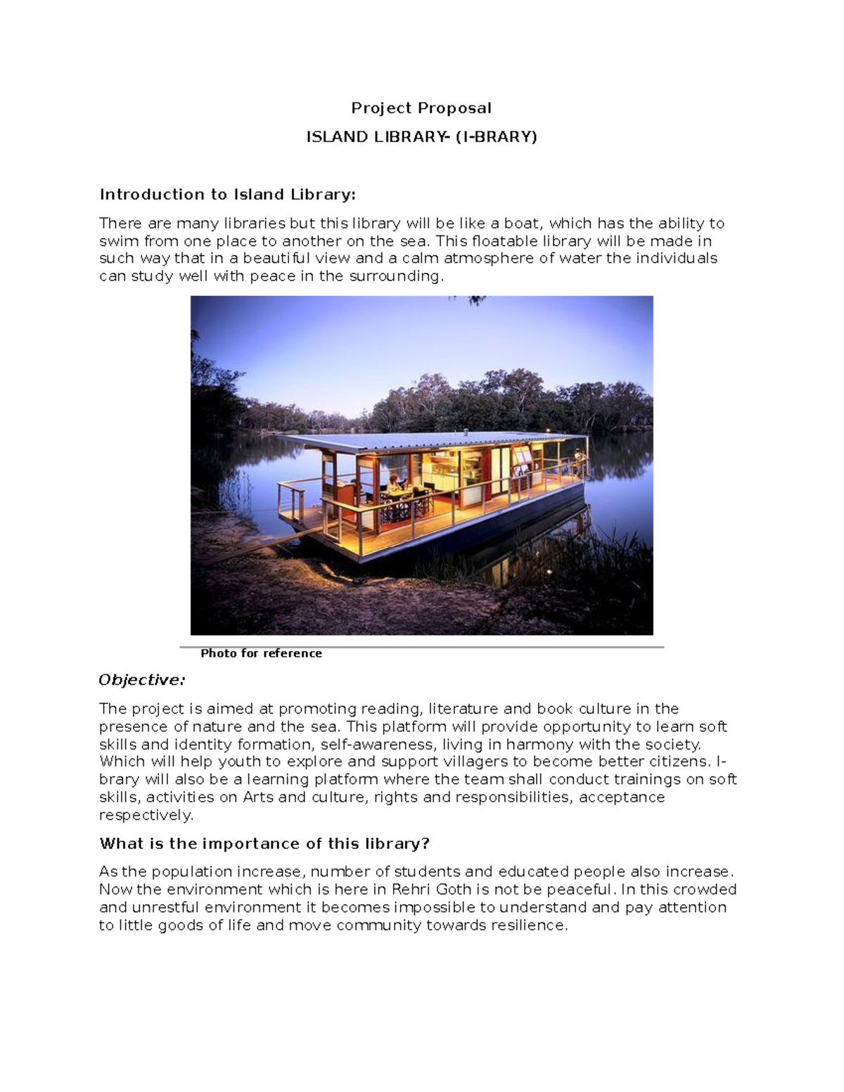 Island Library proposal - Project Proposal ISLAND LIBRARY- (I-BRARY ...