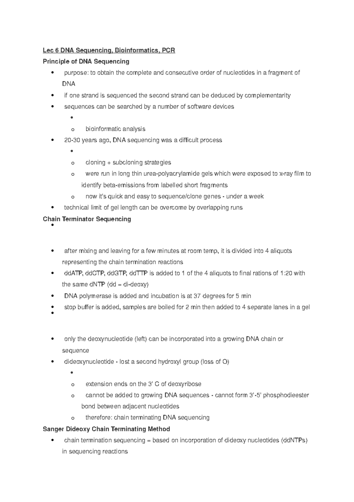 Lec 6 DNA Sequencing - Lecture notes 6 - Lec 6 DNA Sequencing ...