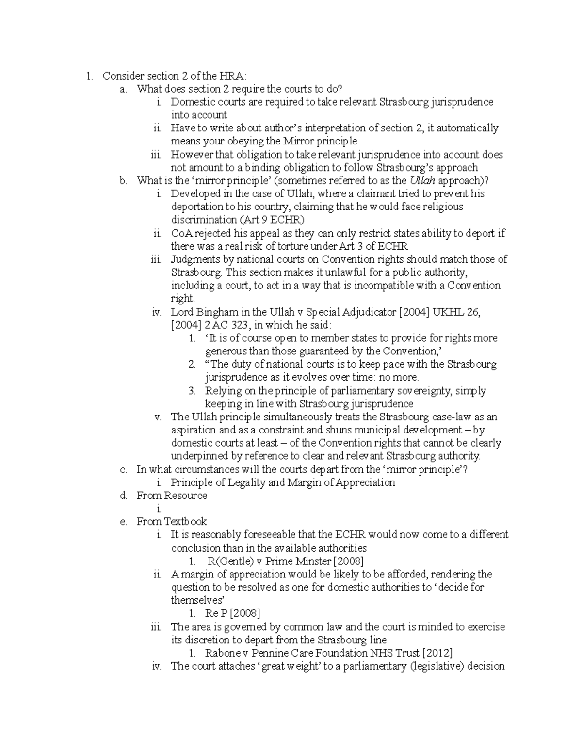 Tutorial 3, Understanding the Human Rights Act - Consider section 2 of ...