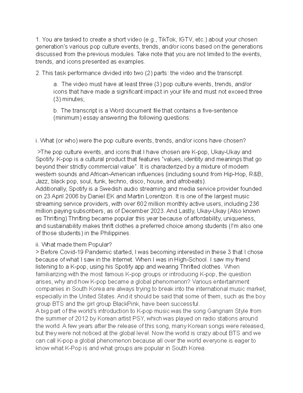 Gabion Stephen Jay - You are tasked to create a short video (e., TikTok, IGTV, etc.) about your ...