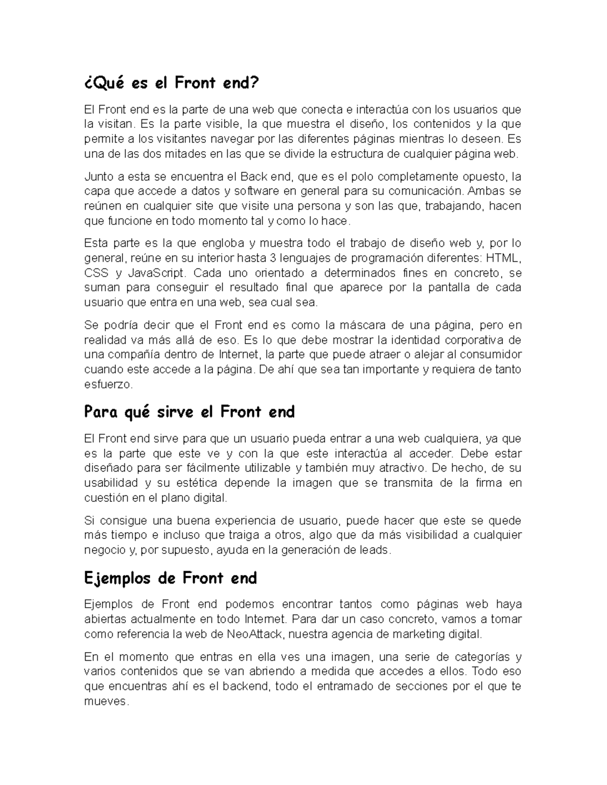 Qué es el Front end - the - ¿Qué es el Front end? El Front end es la ...