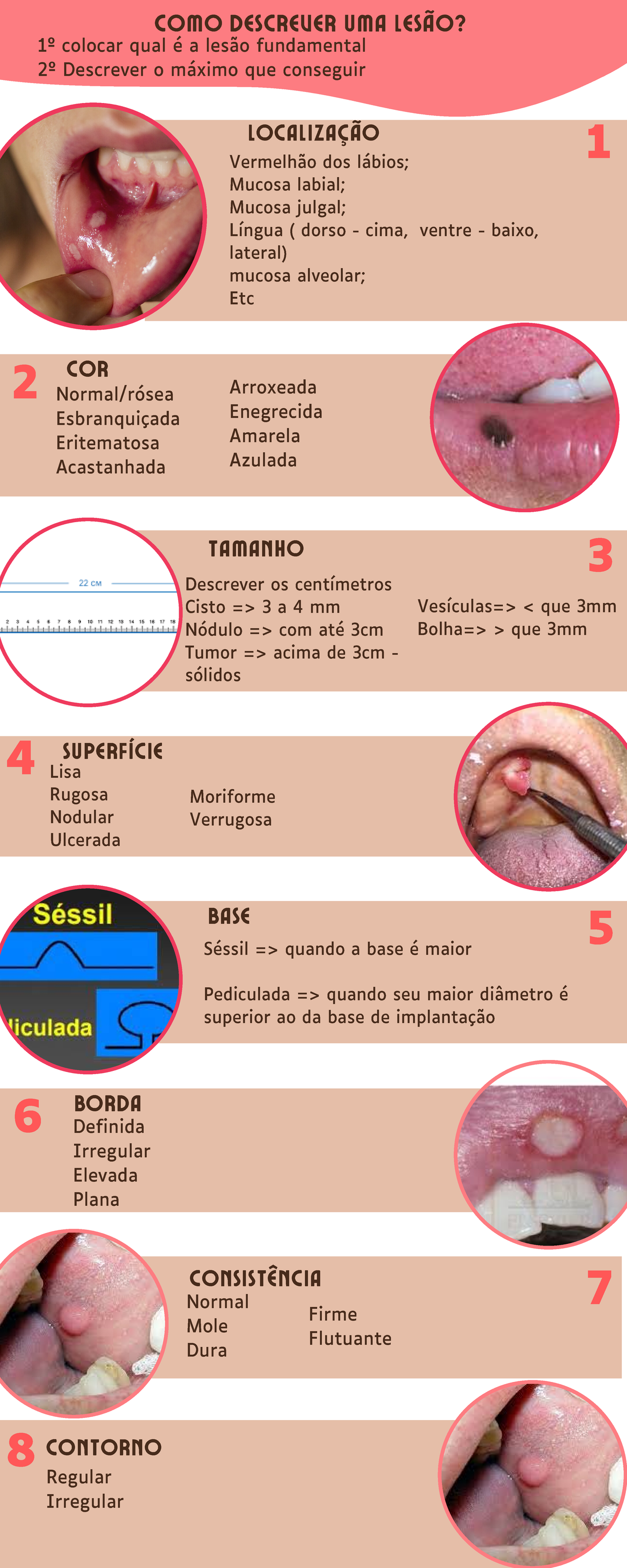 COMO Descrever Lesões - 1 2 3 4 Vermelhão dos lábios; Mucosa labial ...