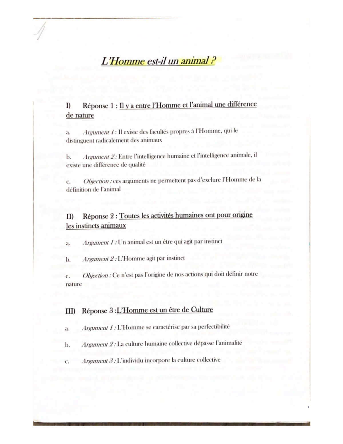 L'homme est il un animal - Philosophie - Studocu