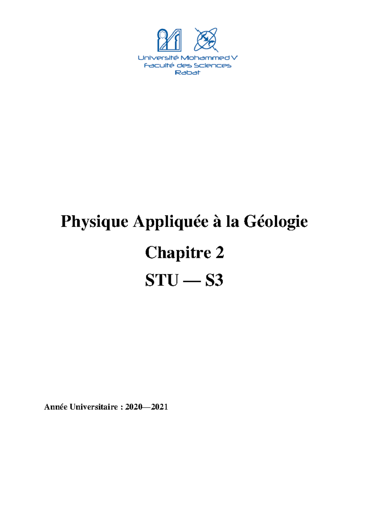 cours Physique Appliquee a la geologie chapitre 2 - Physique Appliquée à la Géologie Chapitre 2 ...