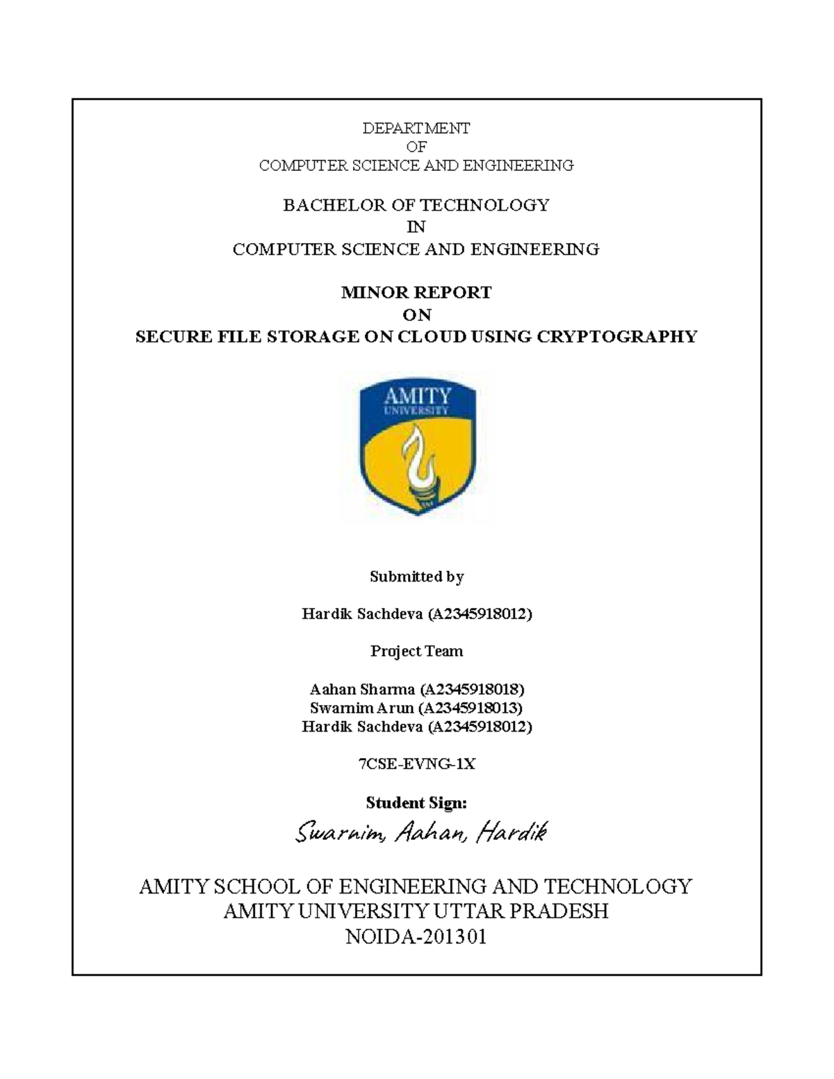 Project Report - Re Do NTCC Minor - DEPARTMENT OF COMPUTER SCIENCE AND ...