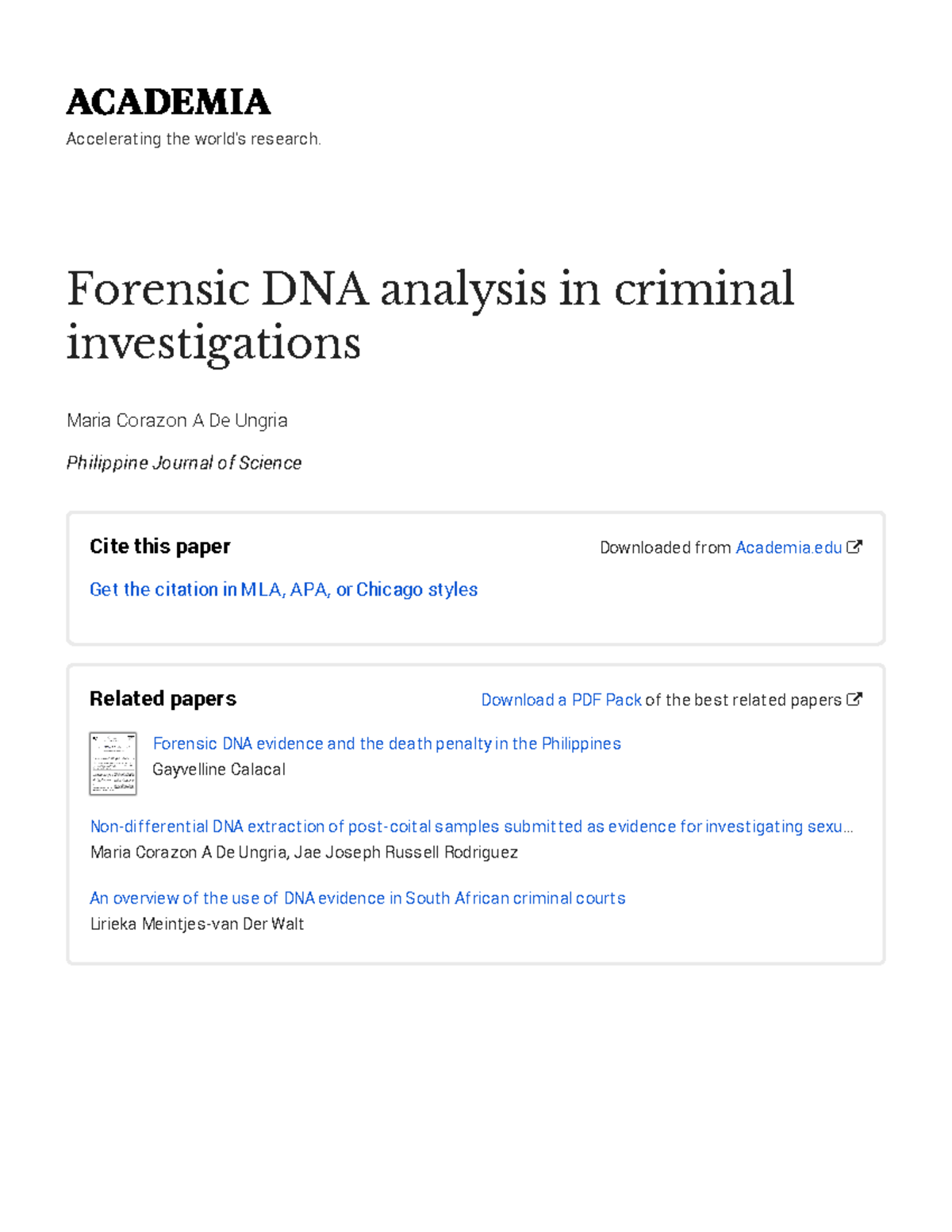 Forensic dna analysis-with-cover-page-v2 - Accelerat ing t he world's ...