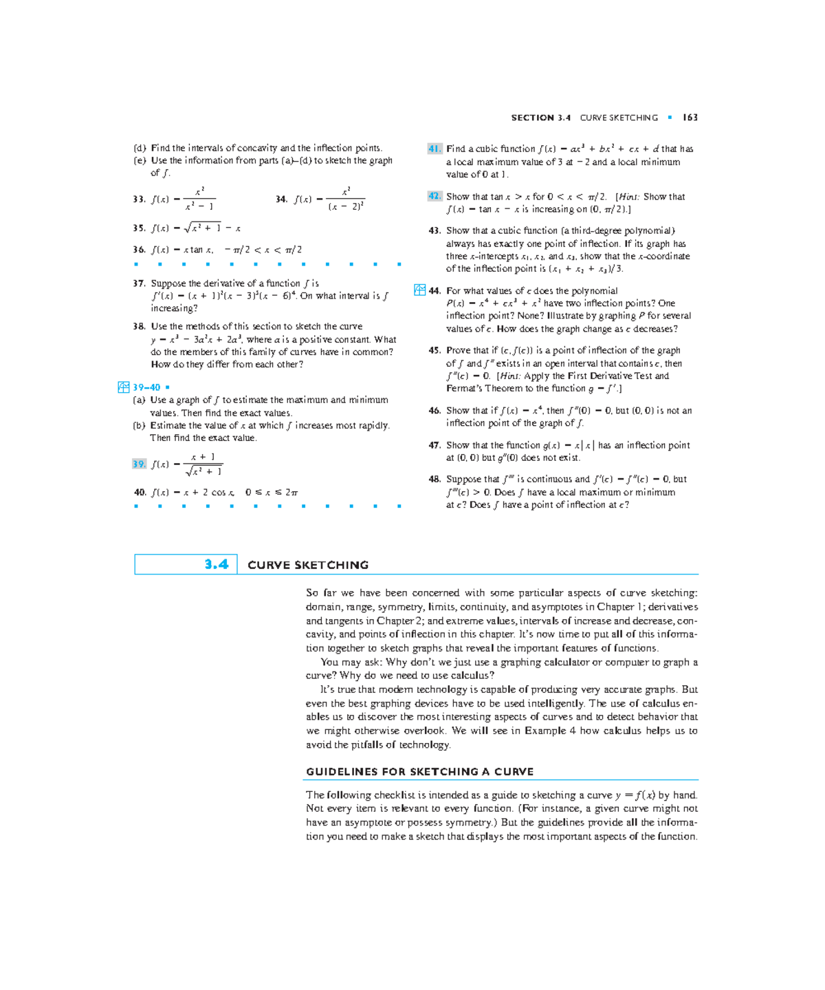 Math work ch - math work - SECTION 3 CURVE SKETCHING 163 (d) Find the intervals of concavity and ...