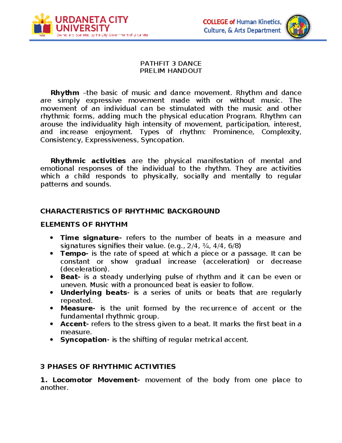 Pathfit 3 Dance Prelim Handouts - Owned and operated by the City ...
