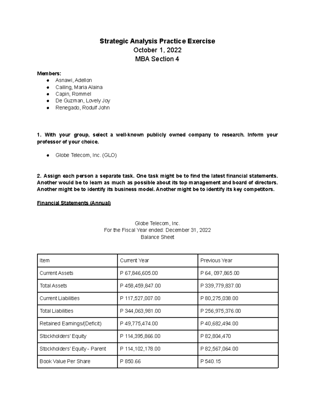 Strategic Analysis Practice Exercise - Strategic Analysis Practice ...