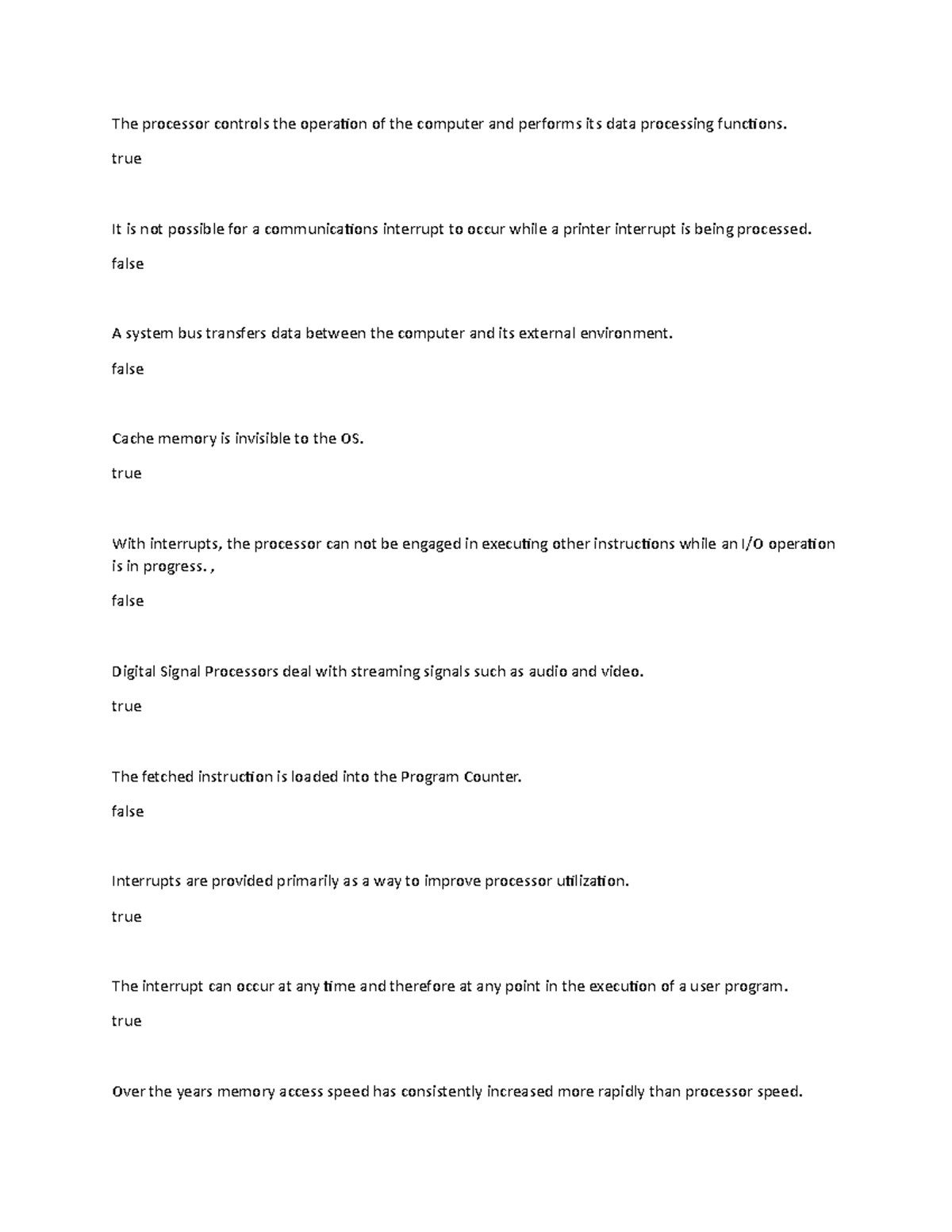 POP answer - POP - The processor controls the operation of the computer ...