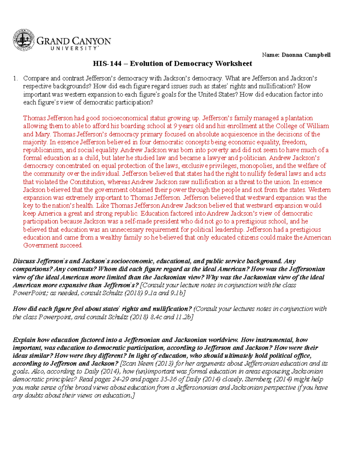 HIS-144 Topic 3 assignment Evolution of Dem scaffolded - Name: Daonna ...