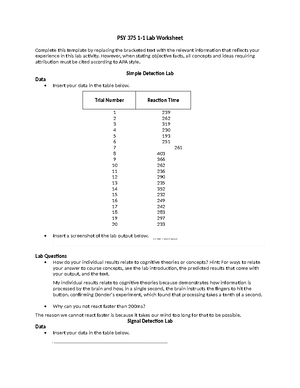 PSY 375 2-2 Lab Worksheet - PSY 375 Module Two Lab Worksheet Template Complete this template by ...