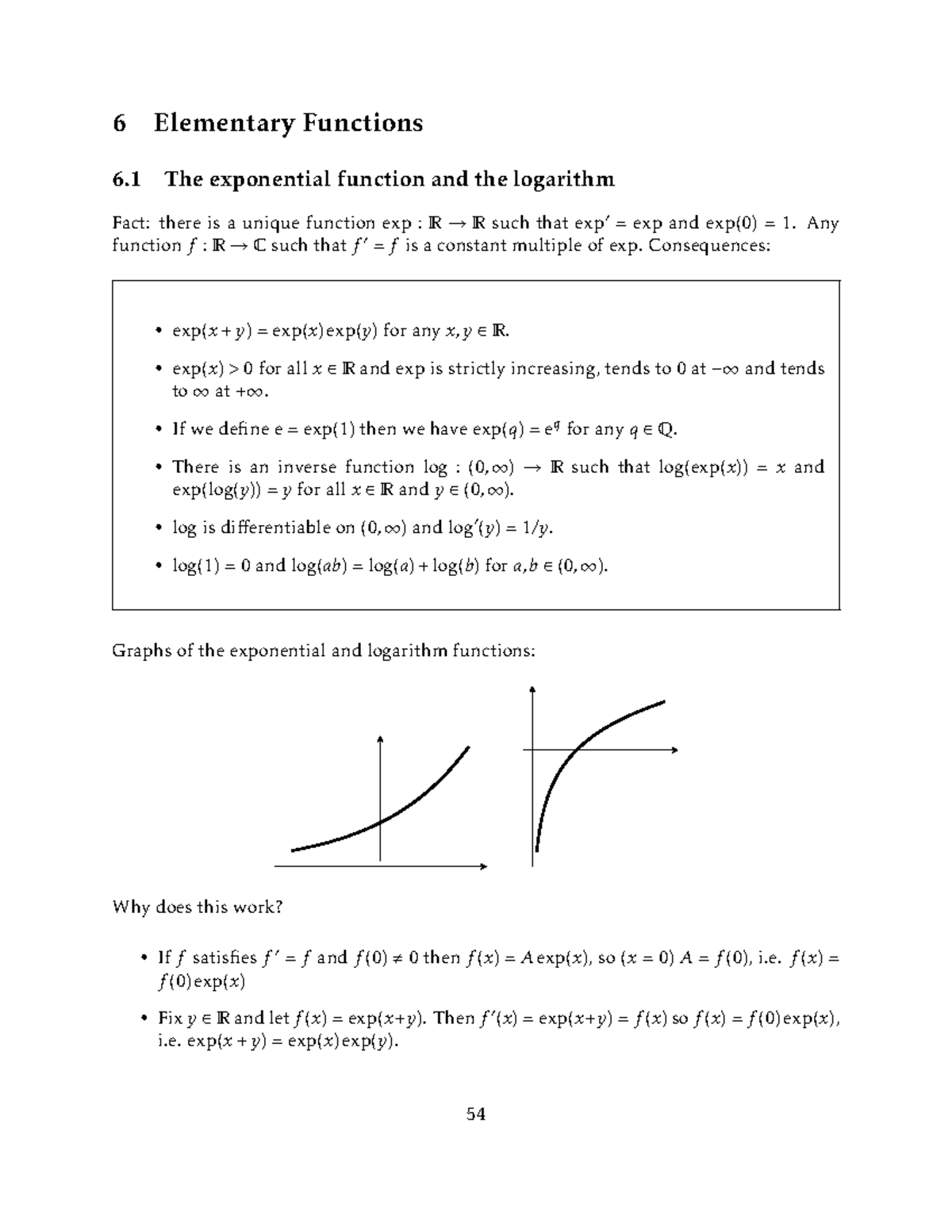 Calculus notes 06 - 6 Elementary Functions 6 The exponential function ...