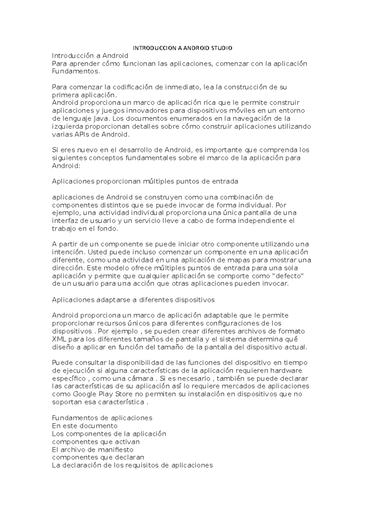 Introduccion A Android Studio - INTRODUCCION A ANDROID STUDIO Introducción a Android Para ...