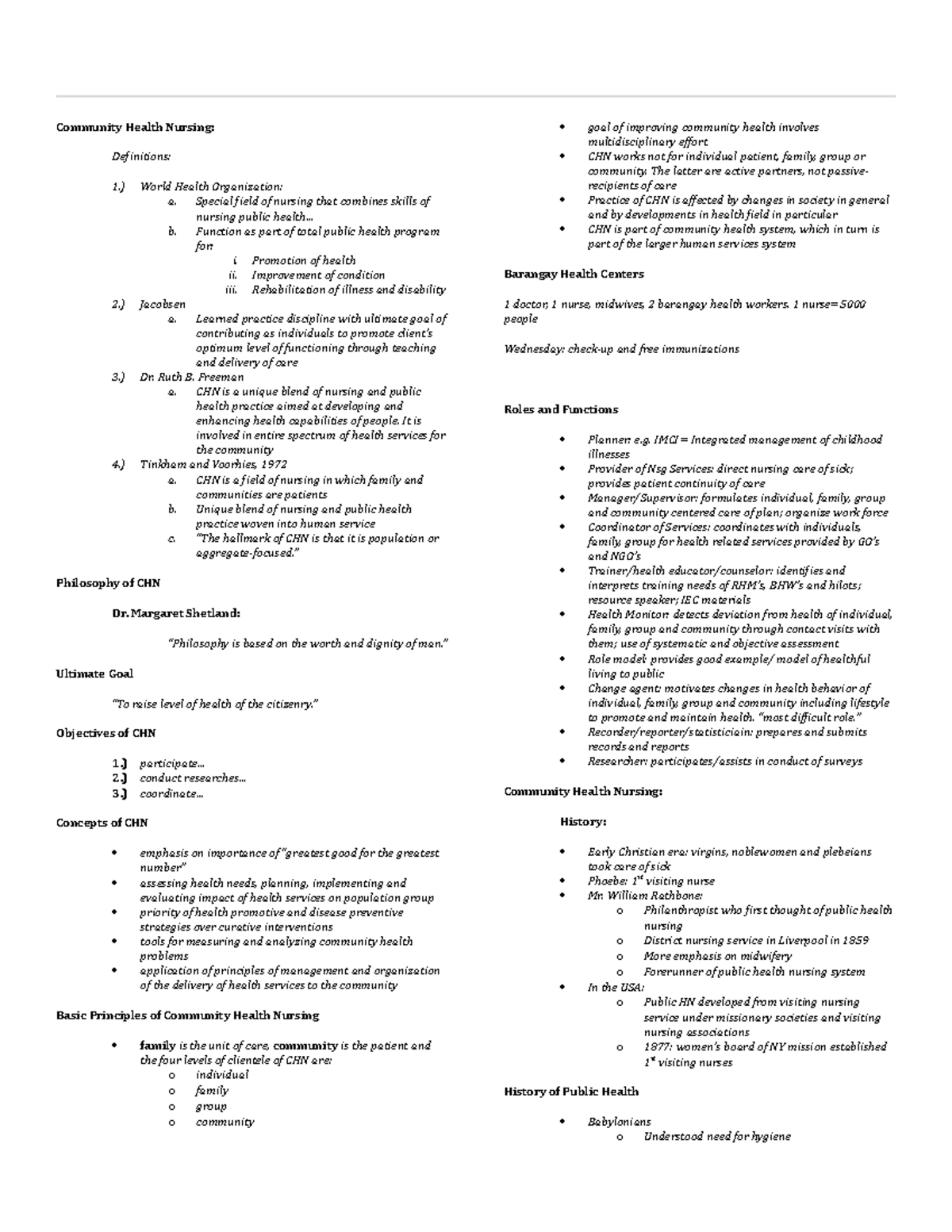 CHN Notes Summary Notes Community Health Nursing Definitions 1 chn-notes-summary-notes-community-health-nursing-definitions-1