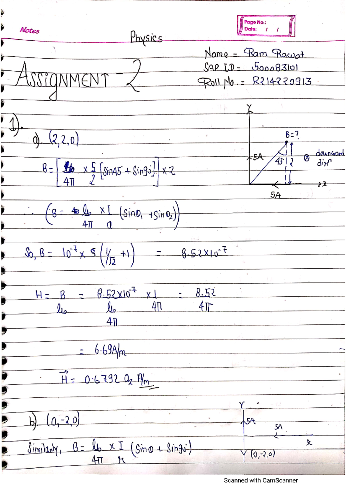 Assignment 2(Physics) - Page No.: Notes Date: Physics Name Ram Rawat ...