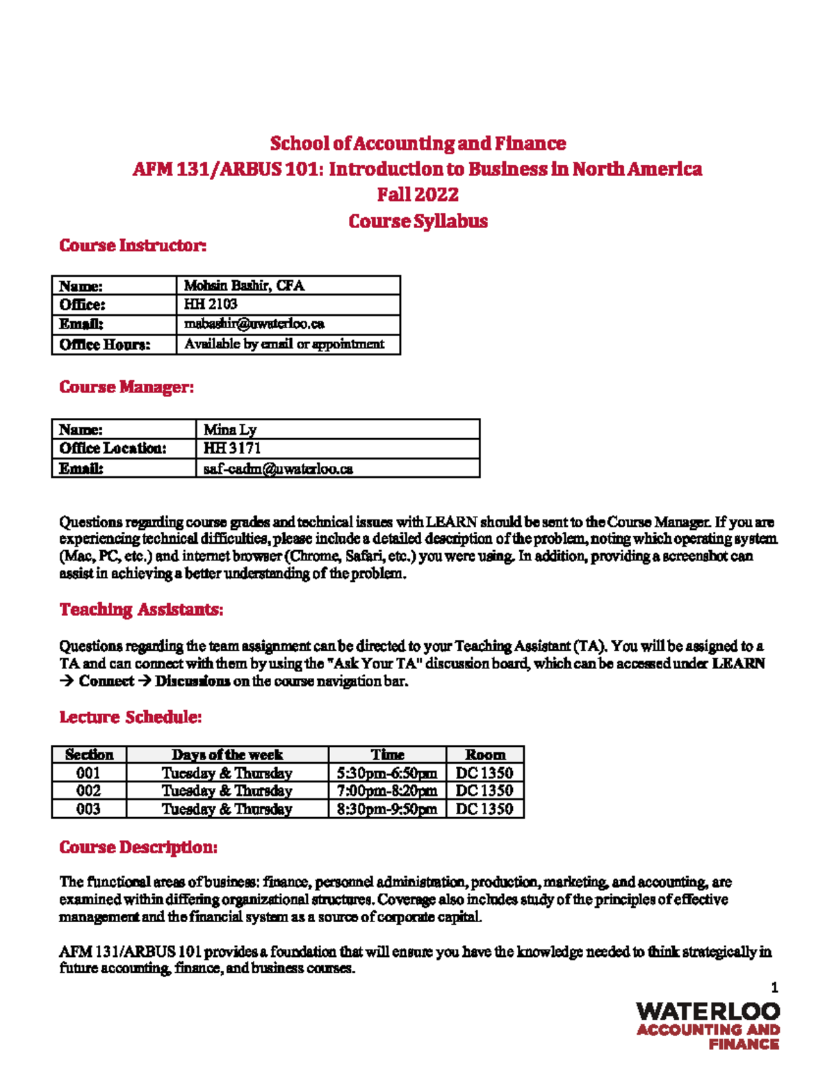 Syllabus AFM 131 ARBUS 101 - ARBUS 101 - Studocu