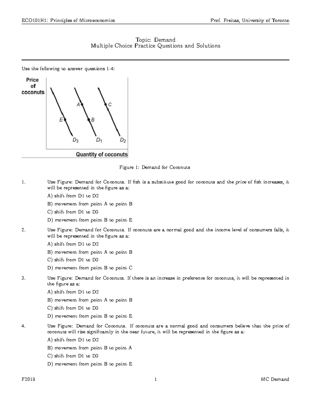 Copy of ECO101 MC Demand - Topic: Demand Multiple Choice Practice ...