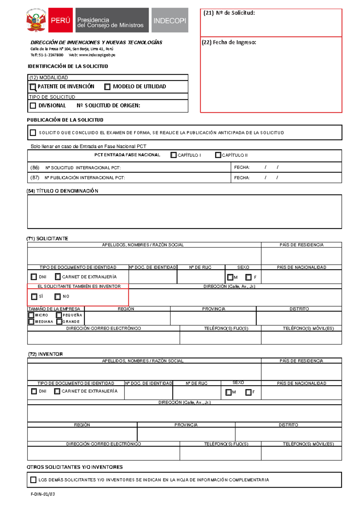 F-DIN-01 - formulario - F-DIN- 0 1/ 03 DIRECCIÓN DE INVENCIONES Y ...