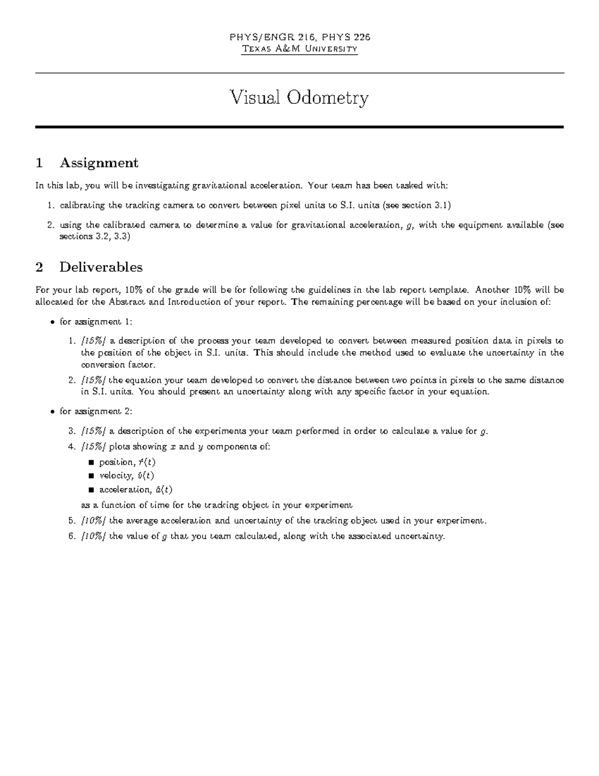 216 lab2 visual odometry - PHYS/ENGR 216, PHYS 226 Texas A&M University ...