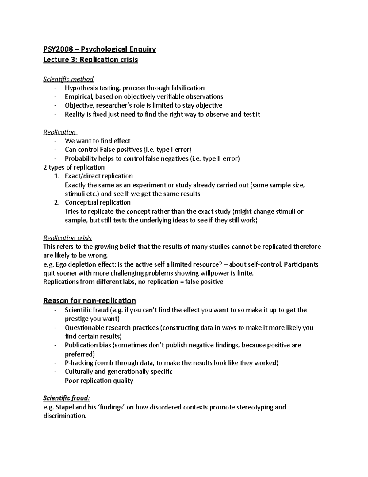 Lec3-replication crisis - PSY2008 – Psychological Enquiry Lecture 3 ...