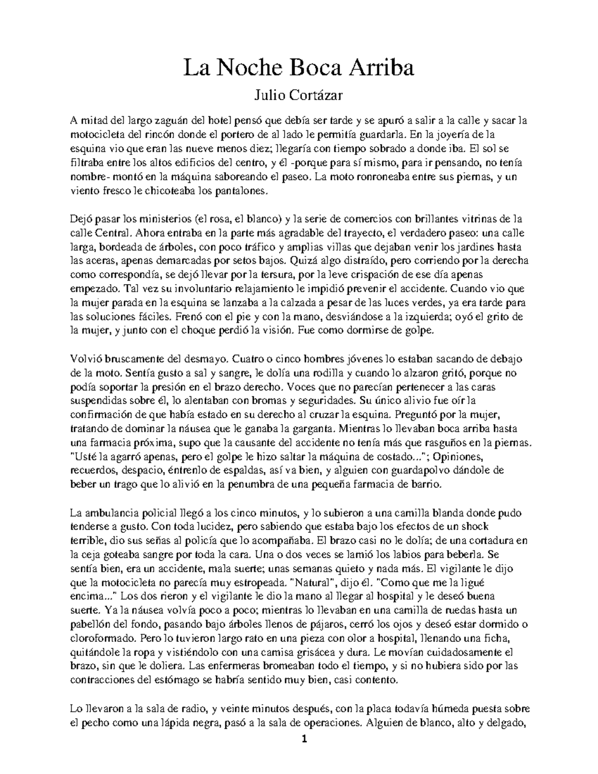 LA Noche BOCA Arriba - Para lectura obligada - La Noche Boca Arriba ...