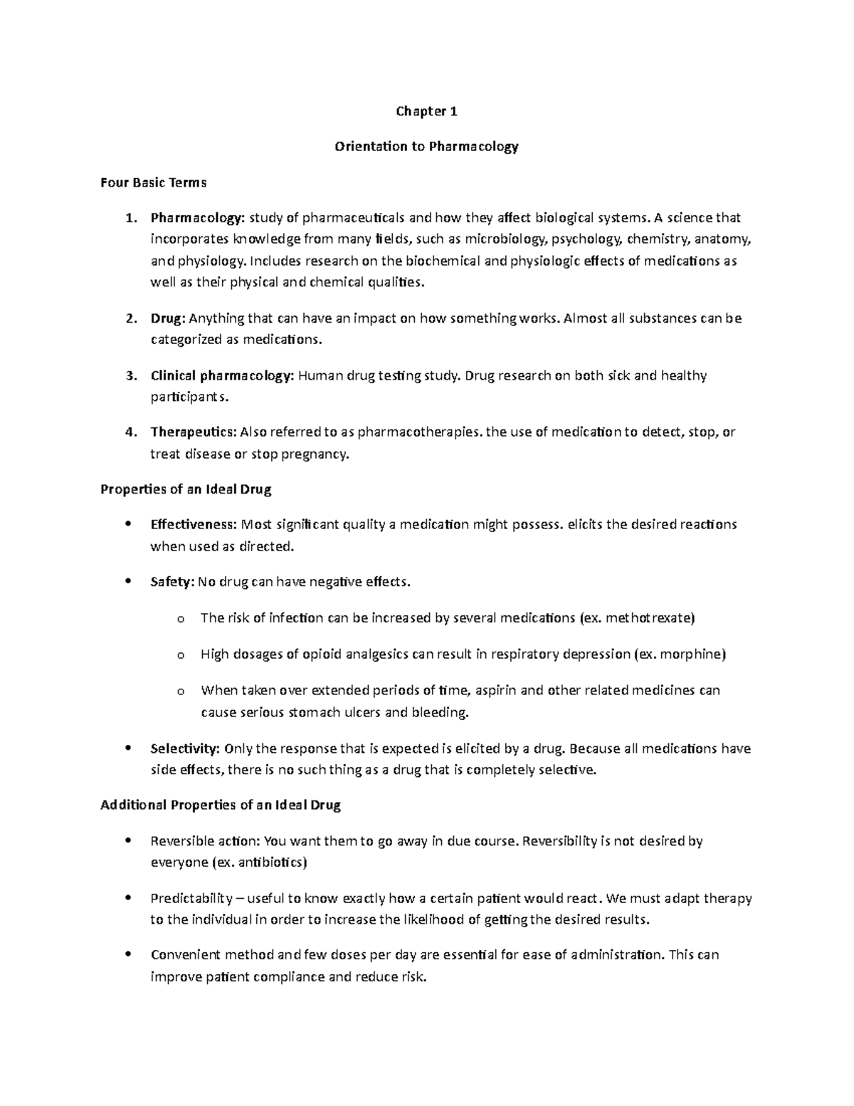 Orientation to Pharmacology Notes - Chapter 1 Orientation to ...