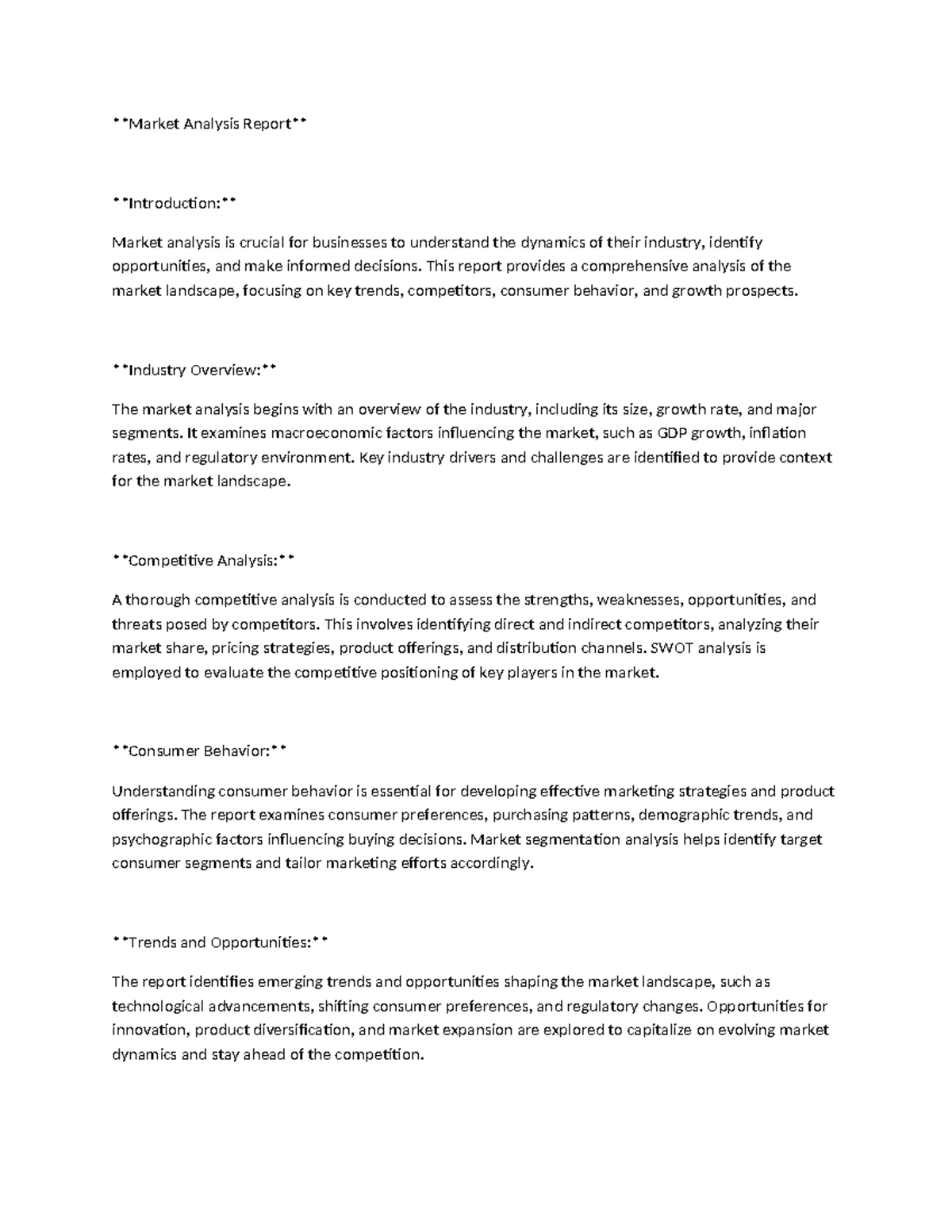 Doc 02 - Lectures - Market Analysis Report Introduction: Market ...