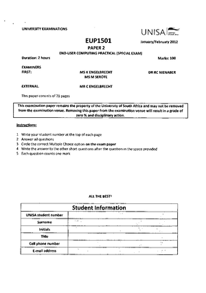 Exam Tutorial guide - Exams - Tutorial Letter 103/0/ End-User Computing ...