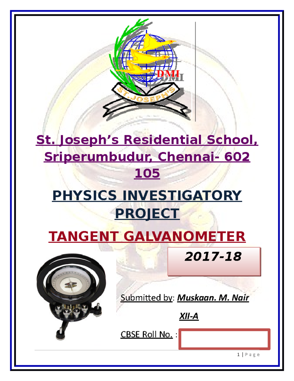 367249058 Physics Investigatory Project XII Tangent Galvanometer - St ...