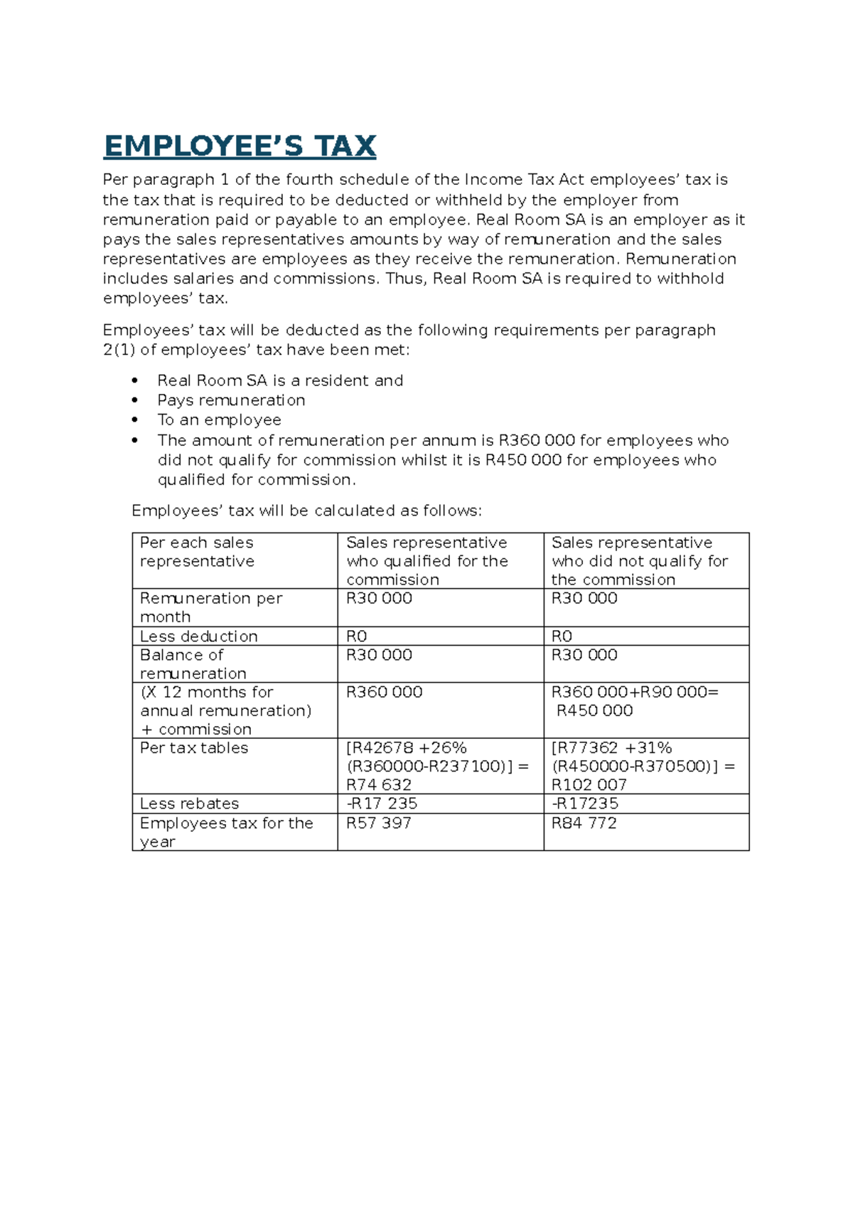 Employees' TAX - notes - EMPLOYEE’S TAX Per paragraph 1 of the fourth ...
