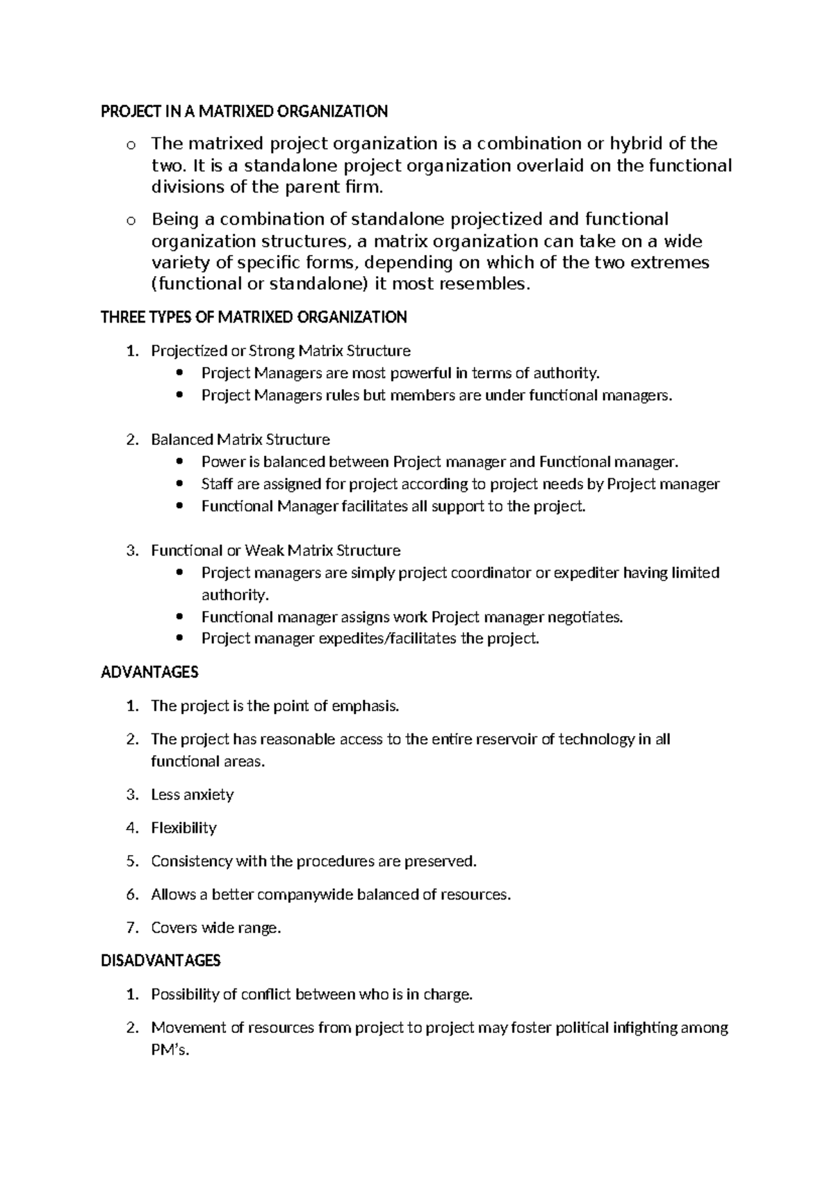 Projects IN A Matrixed Organization - PROJECT IN A MATRIXED ...